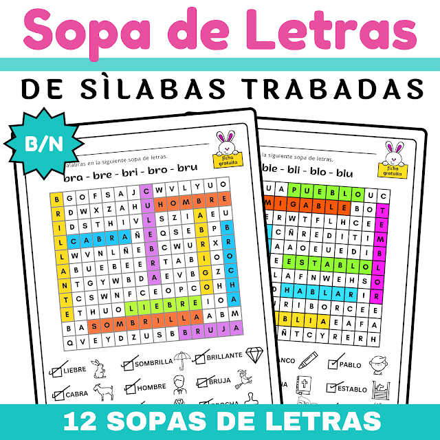 Sopa de Letras Sílabas Trabadas - Sílabas Compuestas